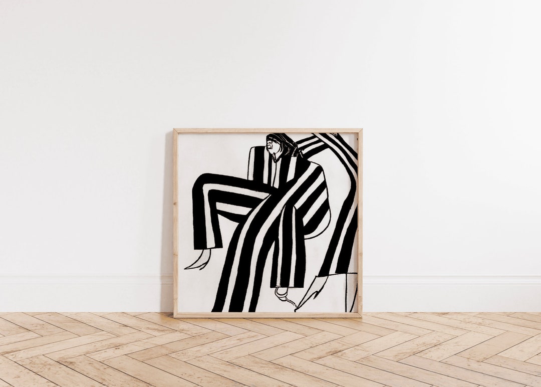 STRIPED FIGURE fine Art Print Monochrome Poster Art Geometric Figure ...
