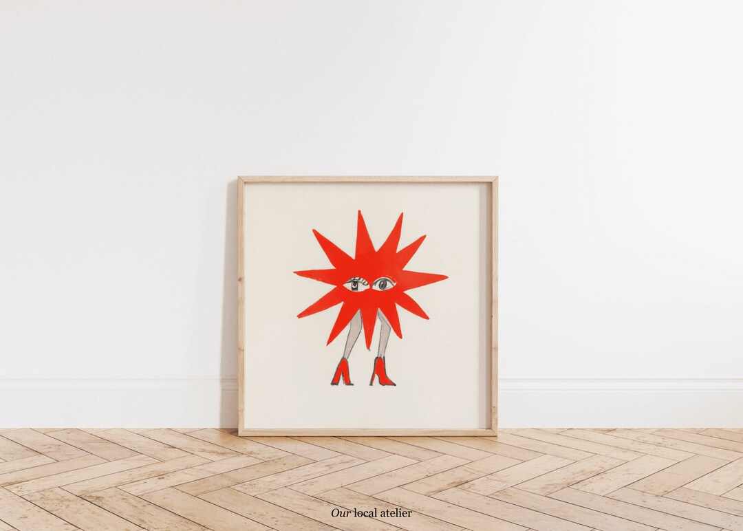 RED STAR PRINT | Unique Surreal Poster | Whimsical Decor Gift | Square ...