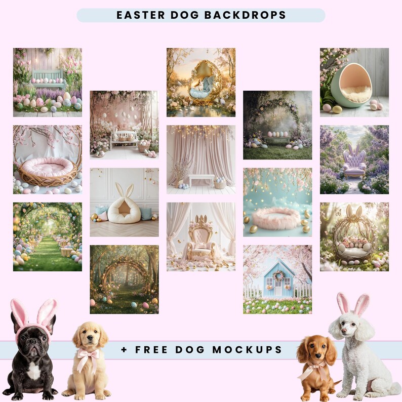 Easter Dog Photography Backdrops Bundle – 100+ Spring Pet Photography ...