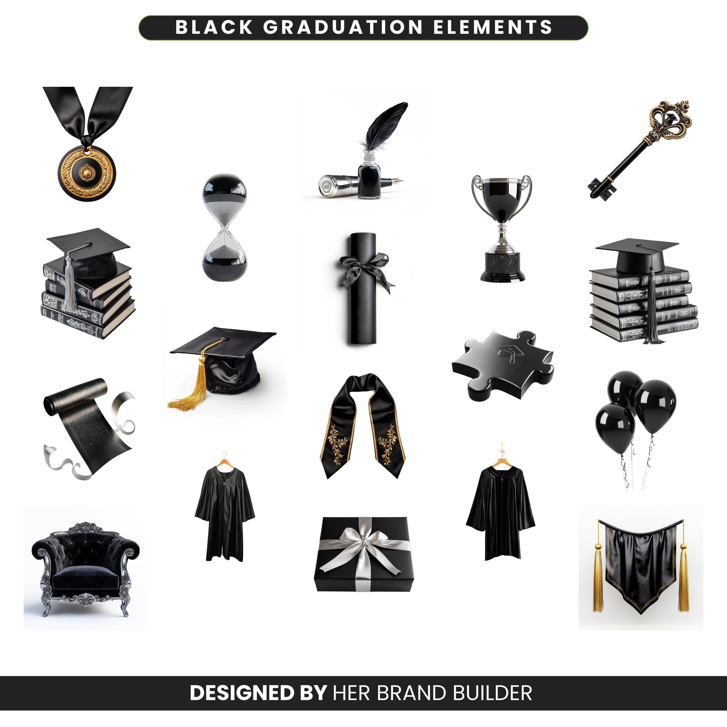 65+ Black Graduation Clipart | Elegant Black and Gold Graduation ...