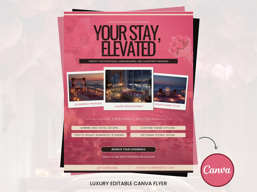 Your Stay Elevated Flyer Canva Template, Luxury Romantic Experience ...