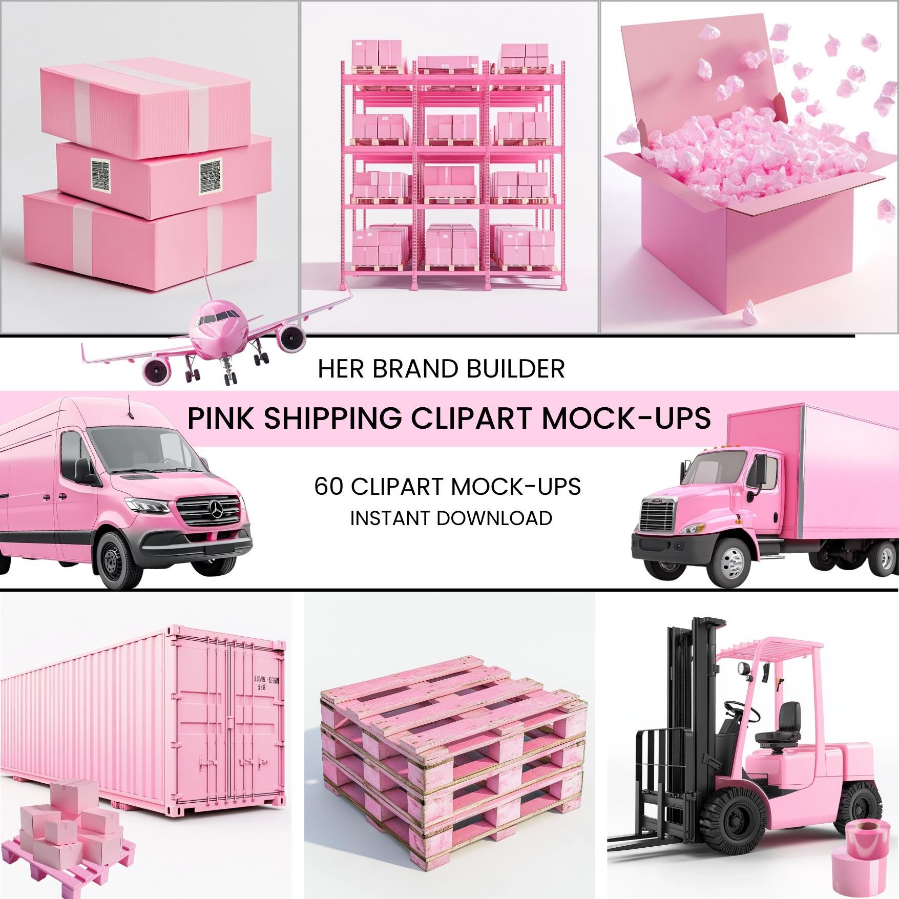 Pink Shipping Clipart Mock-ups: 60 Premium High-quality Images ...