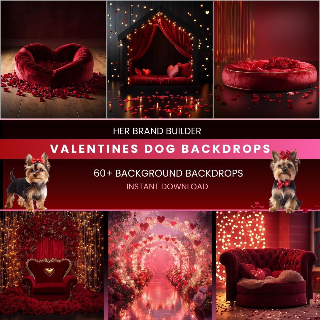 60+ Valentine’s Day Dog Backdrop Collection – Heart Beds, Doghouses ...