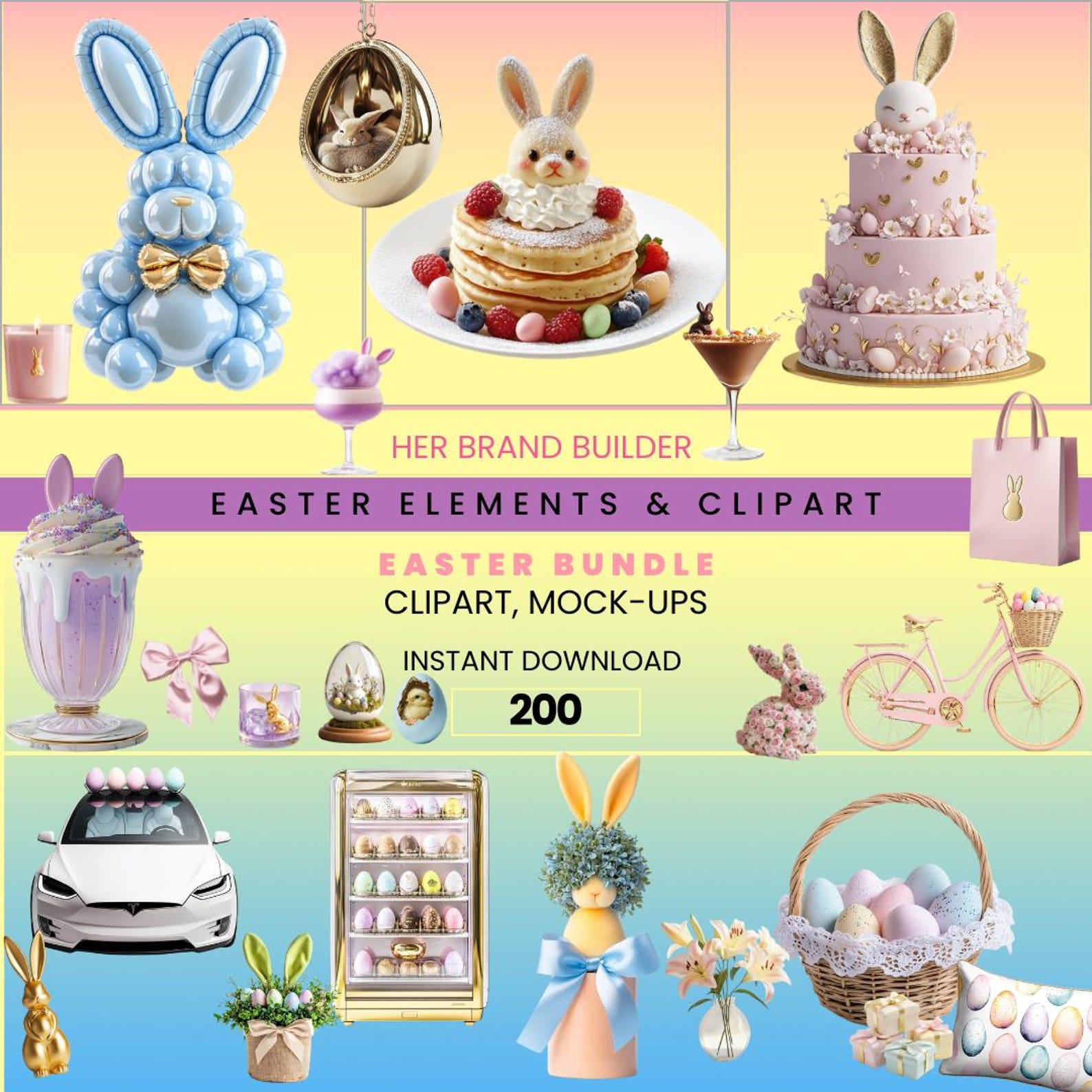 Easter Clipart & Mockups , 200+ High-quality Easter Elements | Spring ...
