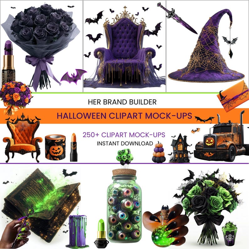 250+ Halloween Clipart Mock-ups: High-quality Spooky Elements Featuring ...