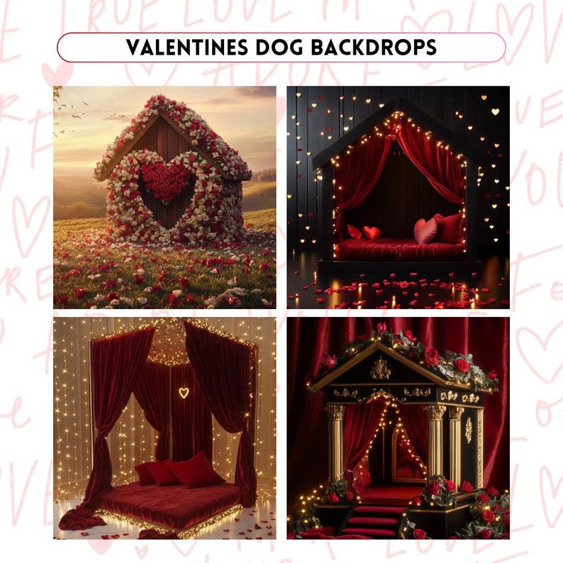 60+ Valentine’s Day Dog Backdrop Collection – Heart Beds, Doghouses ...