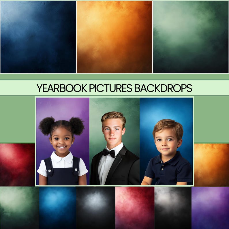 25+ Yearbook Photo Backdrops | Classic Portrait Backgrounds | School ...