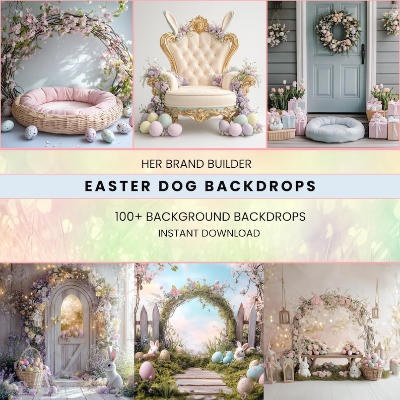 Easter Dog Photography Backdrops Bundle – 100+ Spring Pet Photography ...