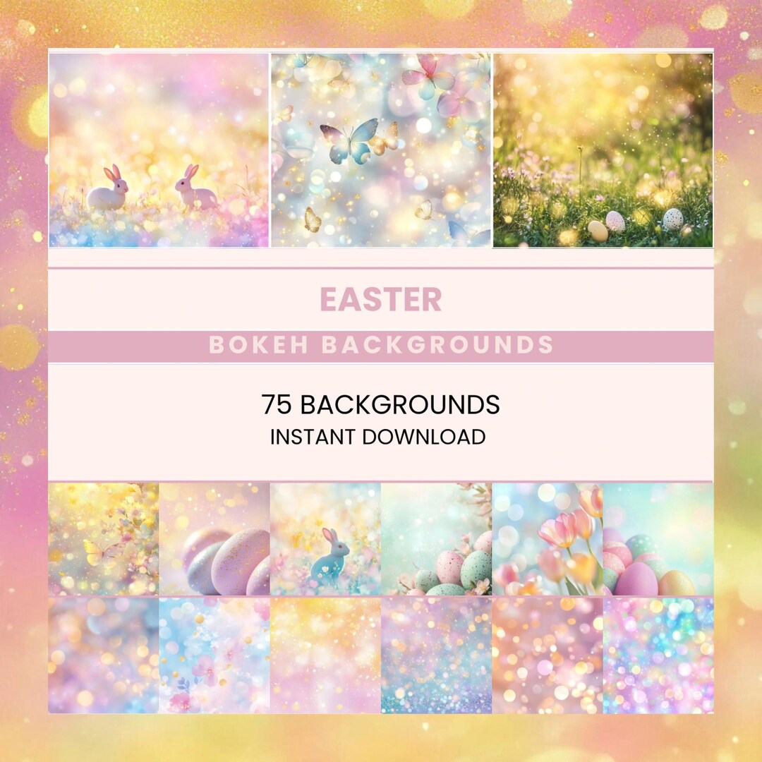 Easter Bokeh Backgrounds | 75 Digital Backdrops | Spring Pastel Overlay ...