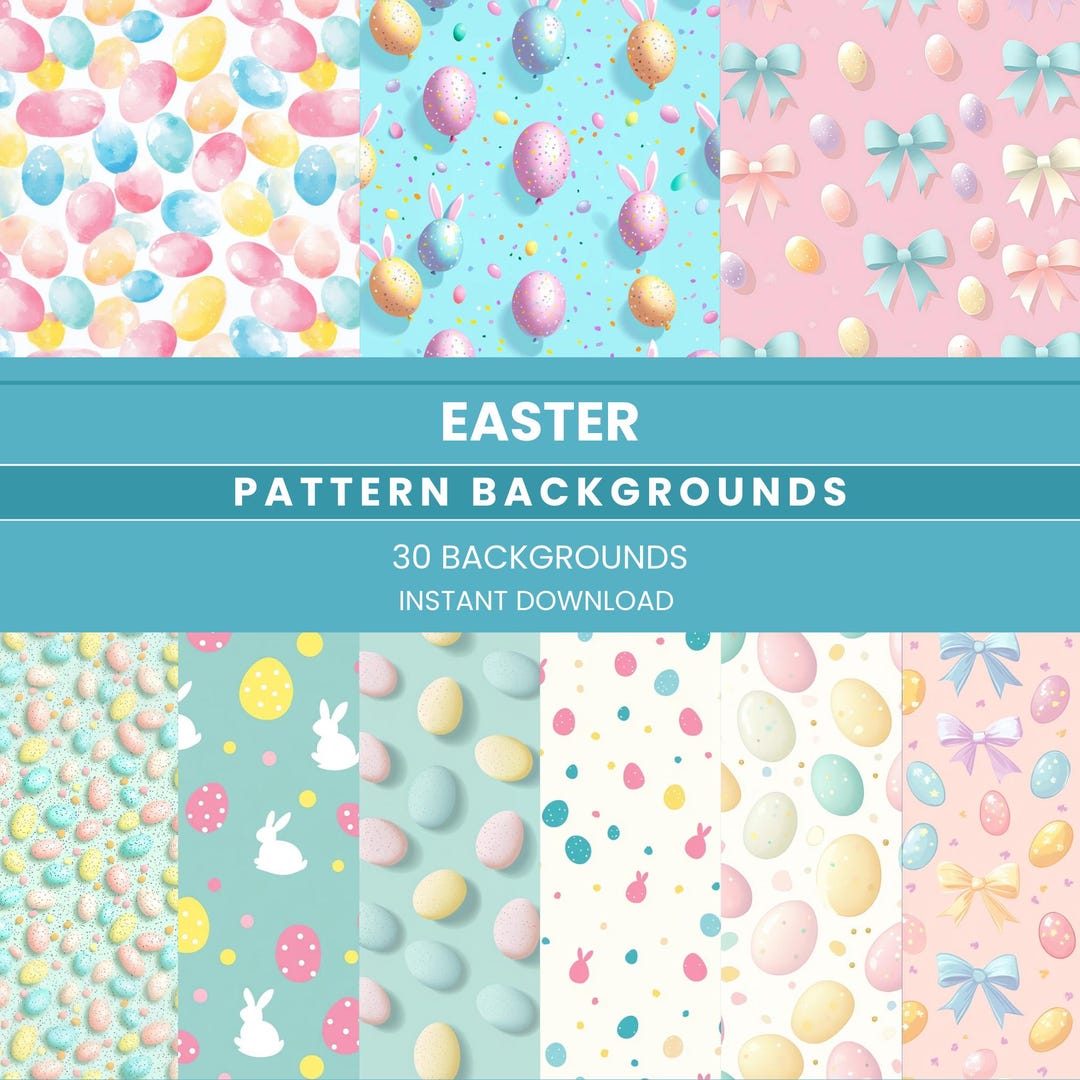 Easter Digital Pattern Backgrounds – 30 Seamless Pastel Easter Egg ...