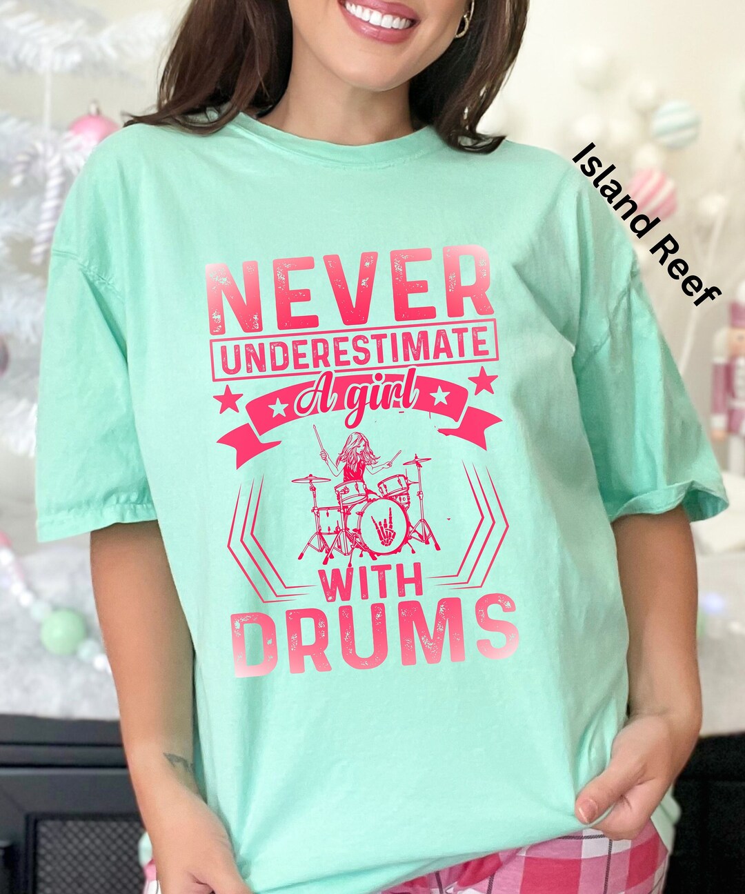Girl With Drums T-shirt, Comfort Colors Drummers Tshirt, Oversized Girl ...