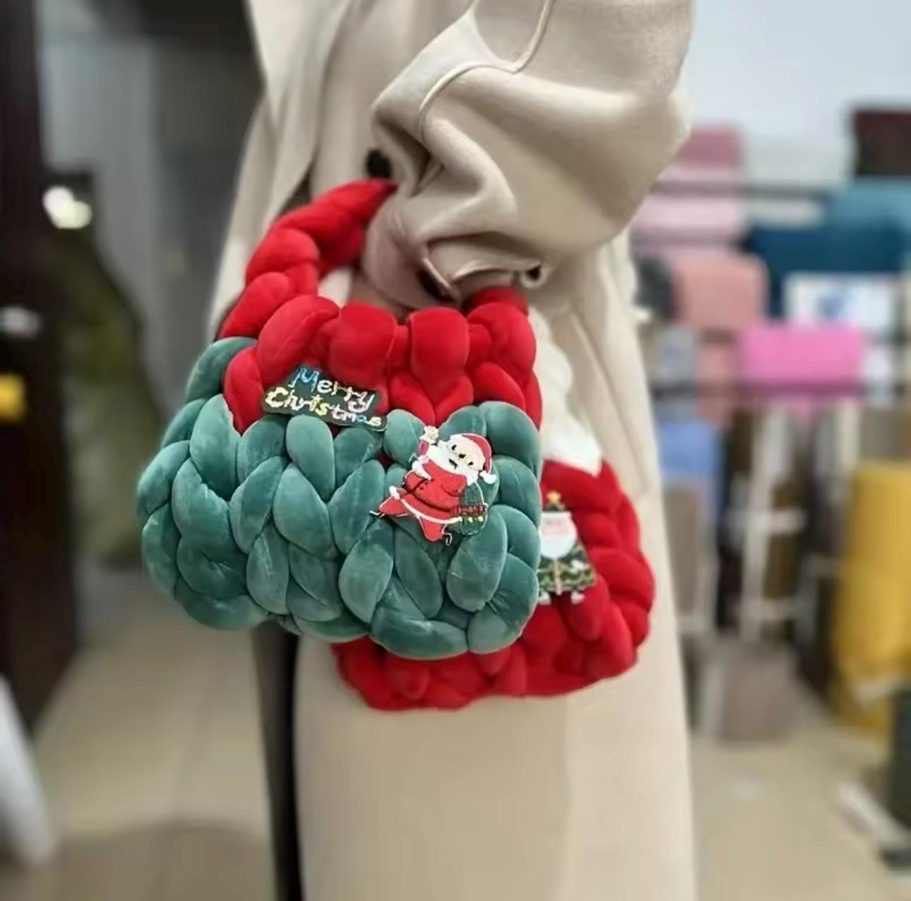 Hand Knitted Christmas Themed Bag Soft and Stylish Gift Bag Special ...