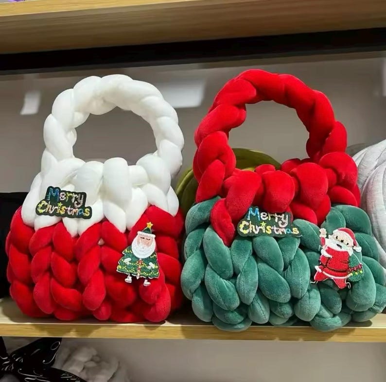 Hand Knitted Christmas Themed Bag Soft and Stylish Gift Bag Special ...