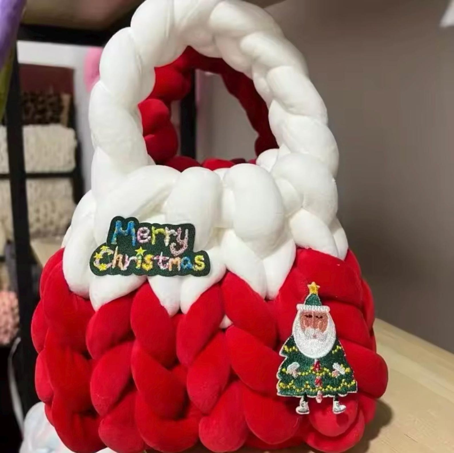 Hand Knitted Christmas Themed Bag Soft and Stylish Gift Bag Special ...