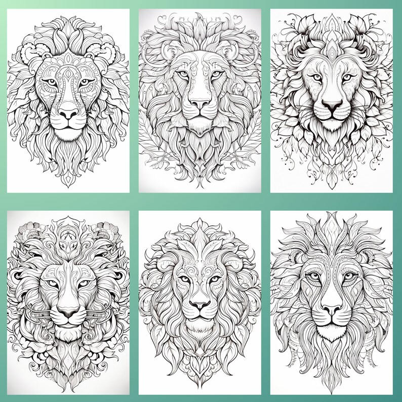 30 Mandala Lion, Coloring Pages, Adult Mandala Coloring Pages, Digital ...