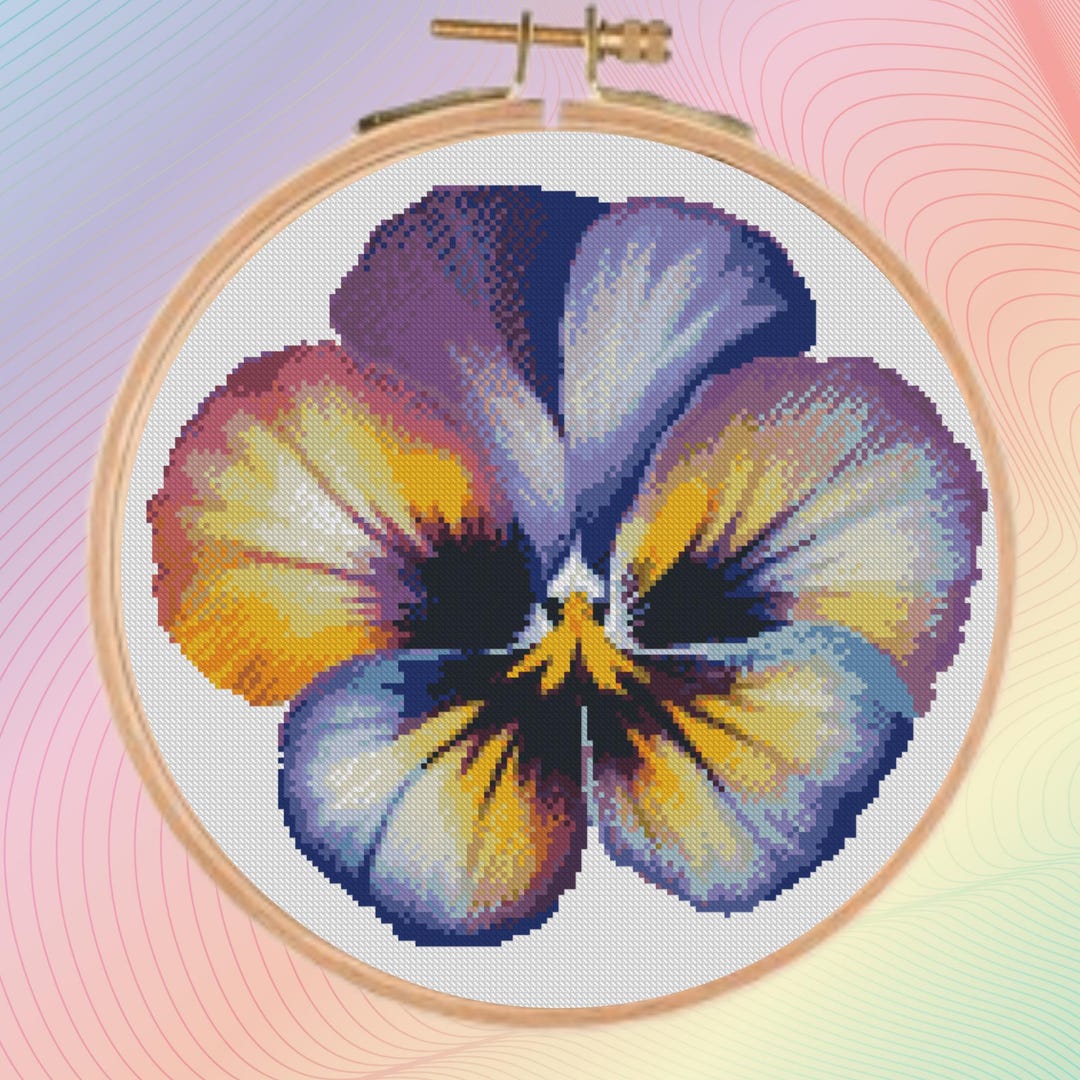 Pansy Flower Cross Stitch Pattern, Modern Floral Design (PDF Pattern ...