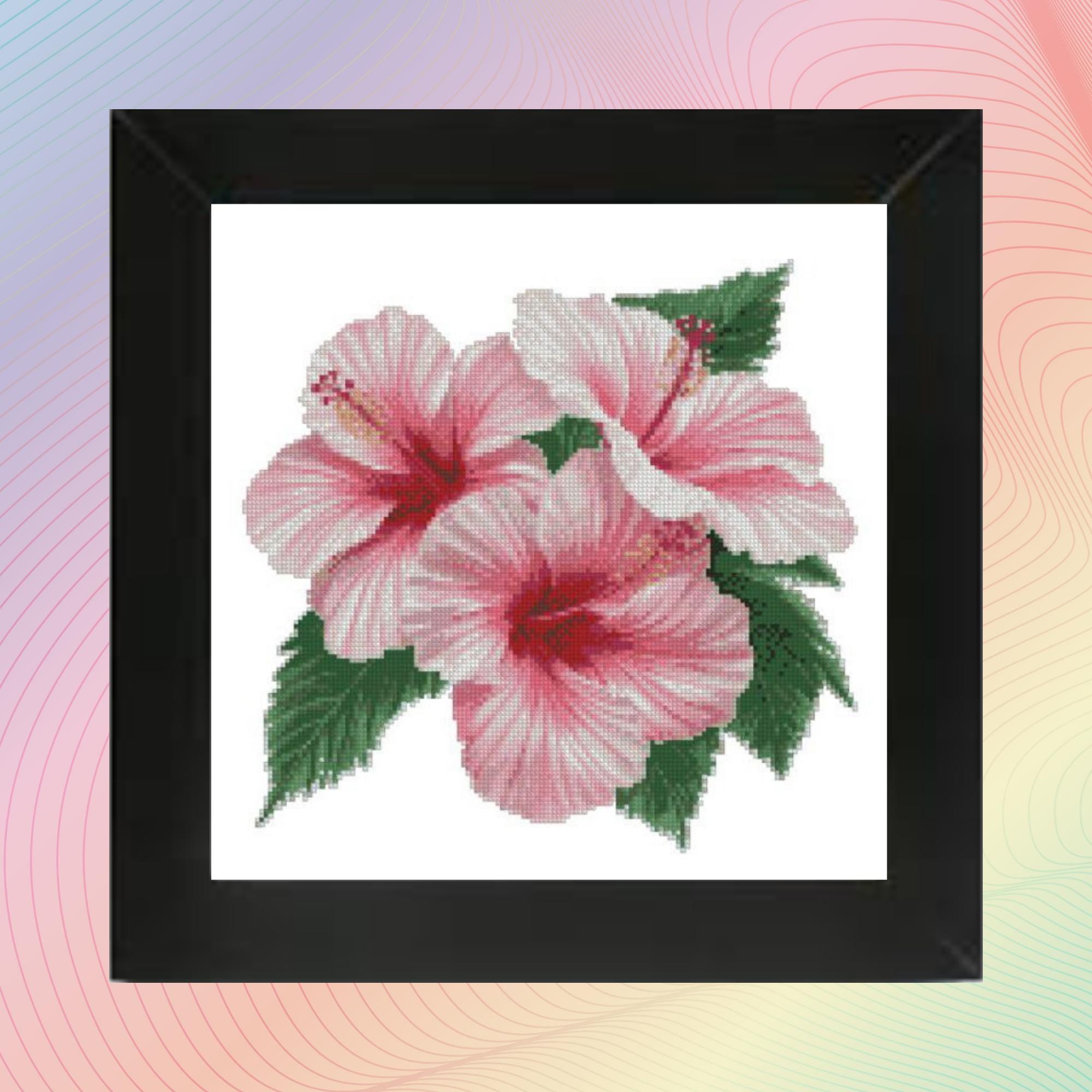 Hibiscus Flowers Cross Stitch Pattern, Watercolor Floral (PDF Pattern ...