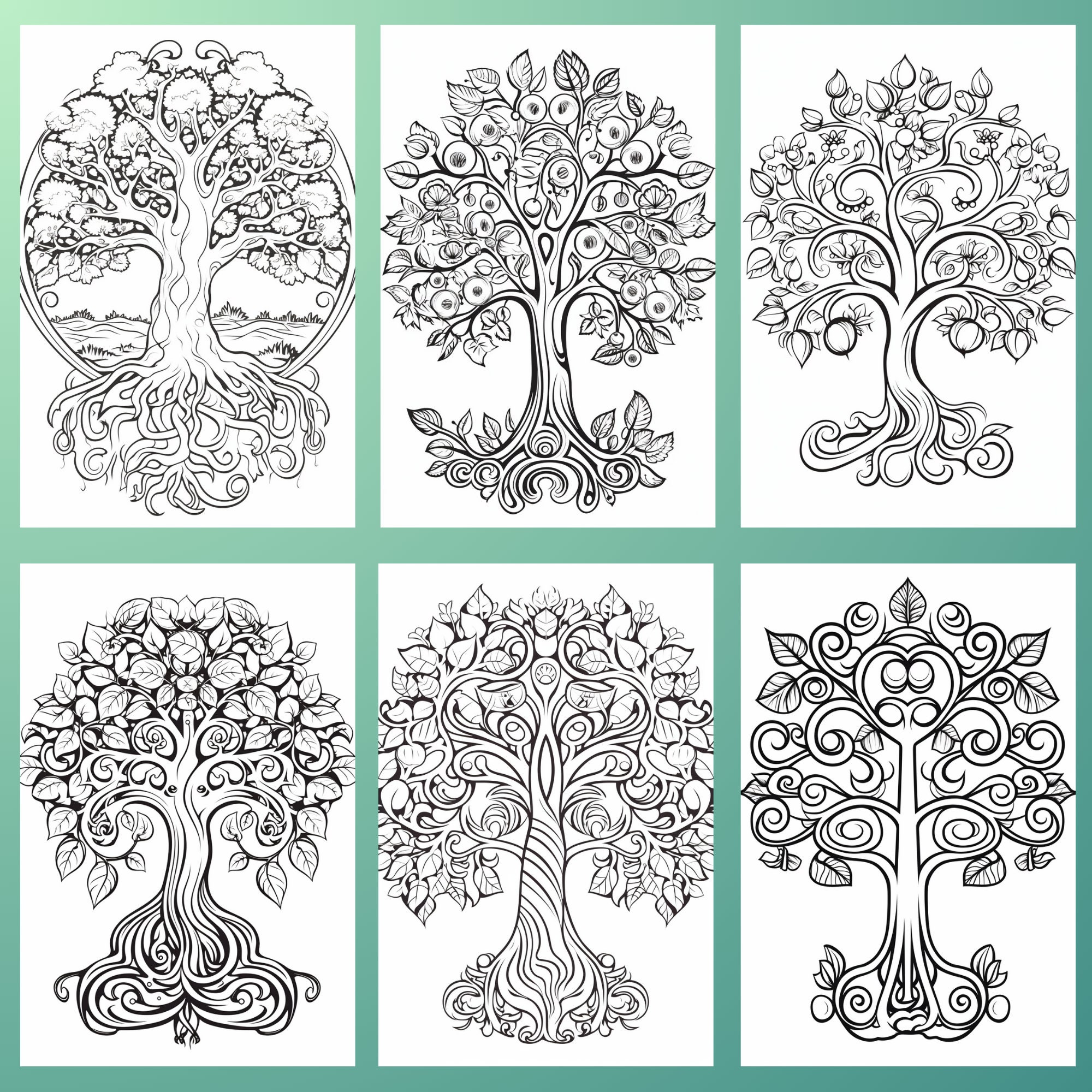 30 Tree of Life, Coloring Grayscale Pages, Coloring Pages for Adults ...