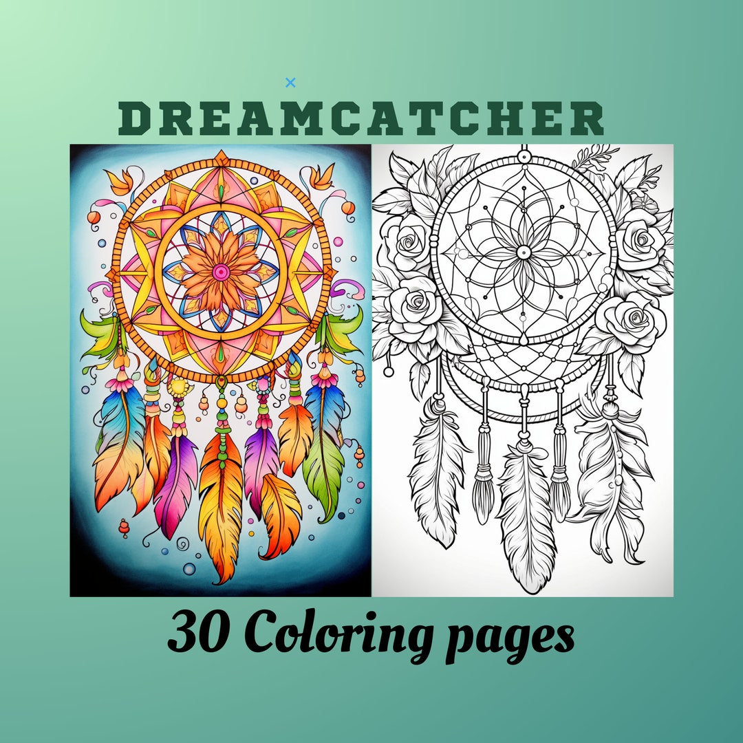 30 Dreamcatcher, Coloring Pages, Coloring Book for Kids and Adults ...