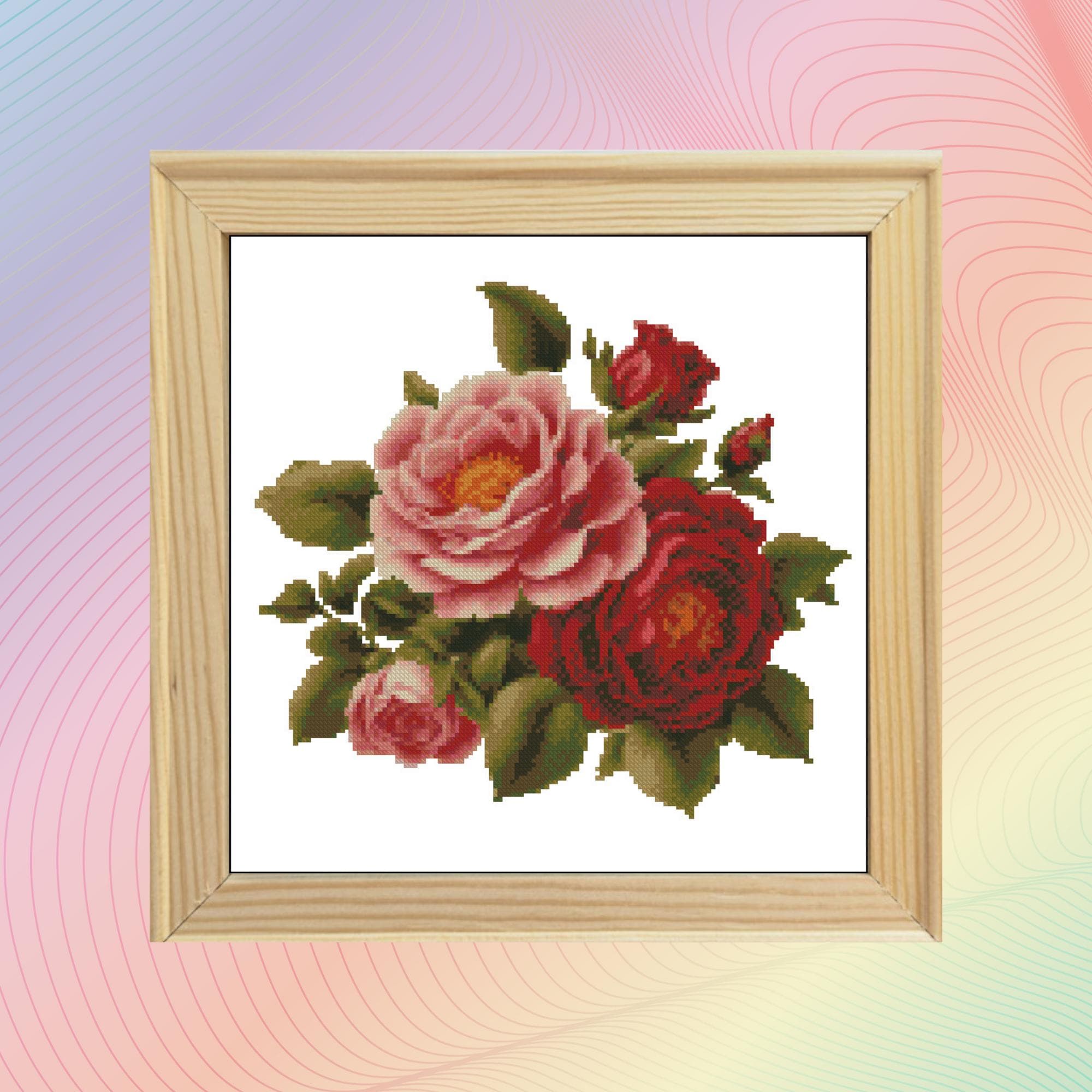 Vintage Rose Cross Stitch Pattern PDF, Cross Stitch Pattern Flowers ...