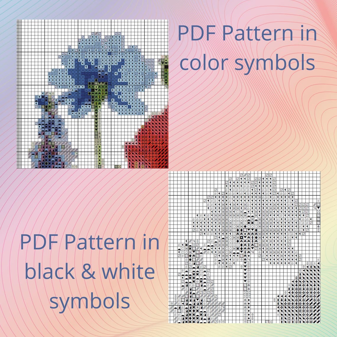 Hibiscus Flowers Cross Stitch Pattern, Watercolor Floral (PDF Pattern ...