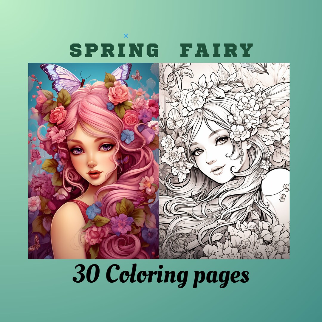 30 Spring Fairy, Coloring Pages, Adult Coloring Grayscale Pages ...