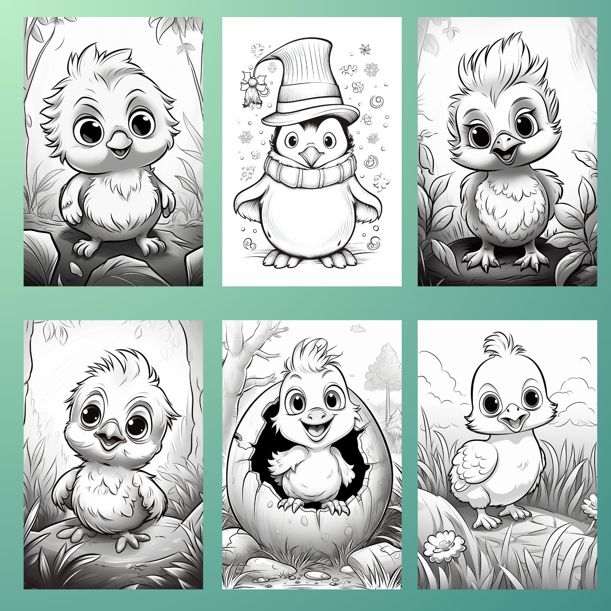 Cute Chicks 60 Coloring Pages, Coloring Pages for Kids, Digital ...