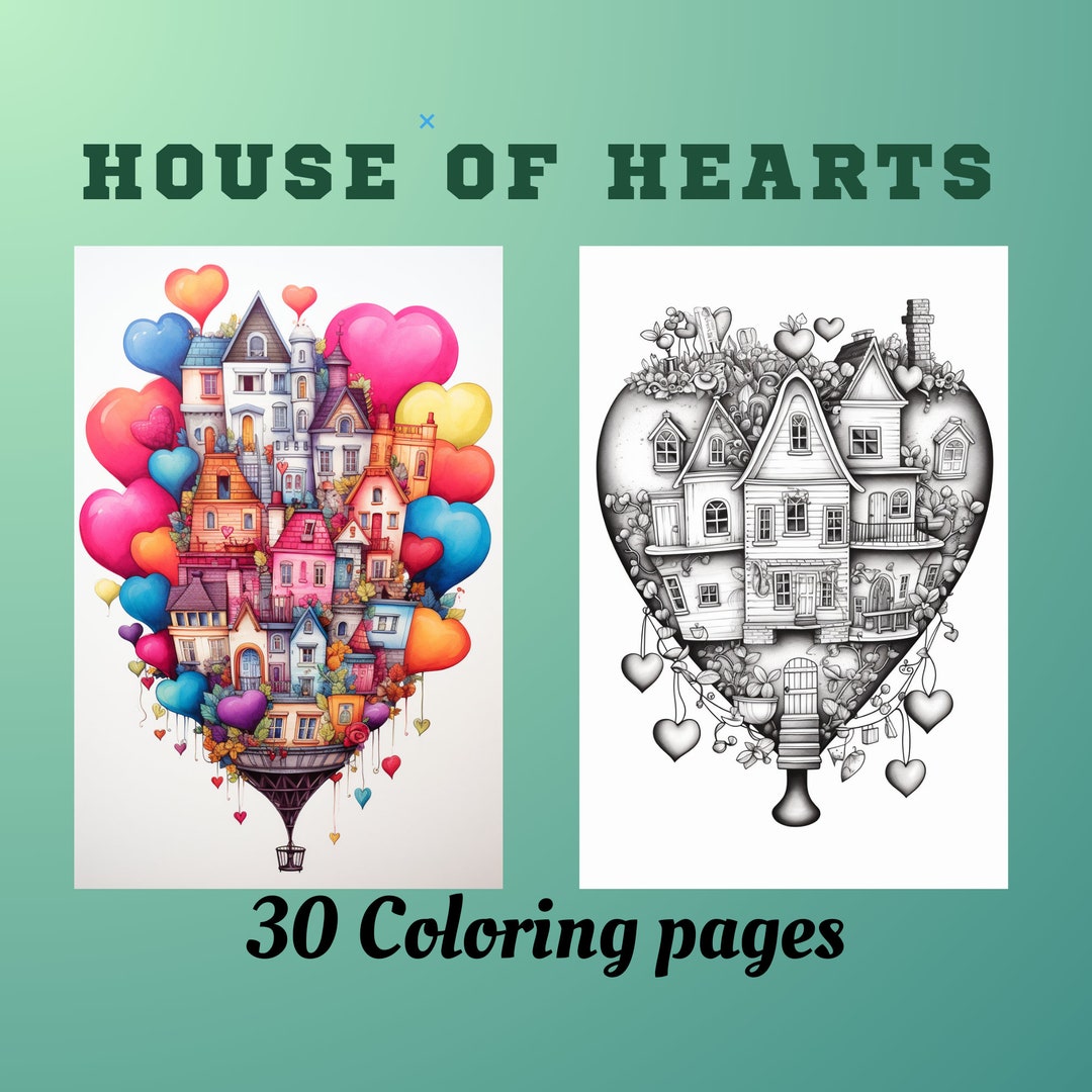 House in Heart, 30 Coloring Pages, Adult Mandala Coloring Pages ...