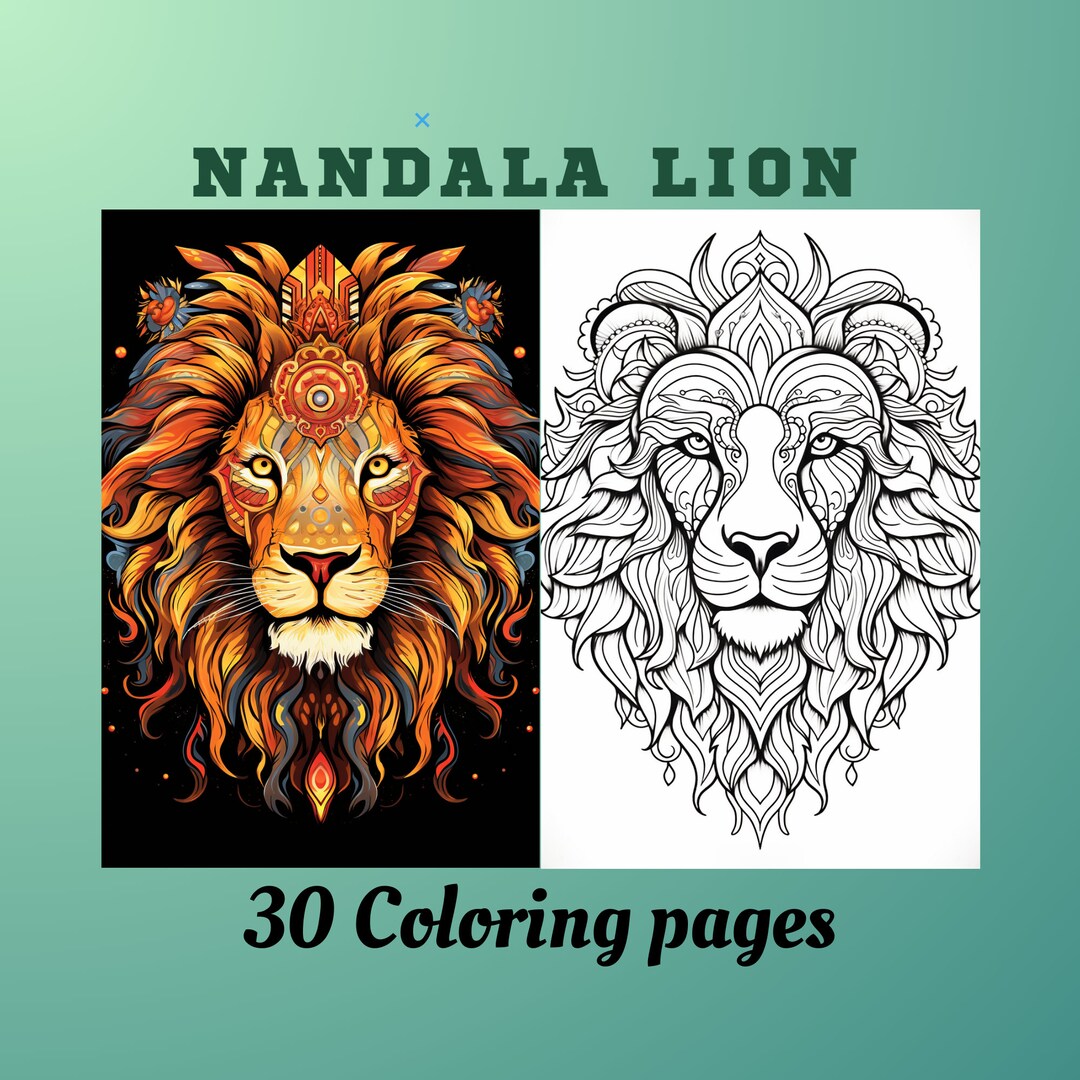 30 Mandala Lion, Coloring Pages, Adult Mandala Coloring Pages, Digital ...