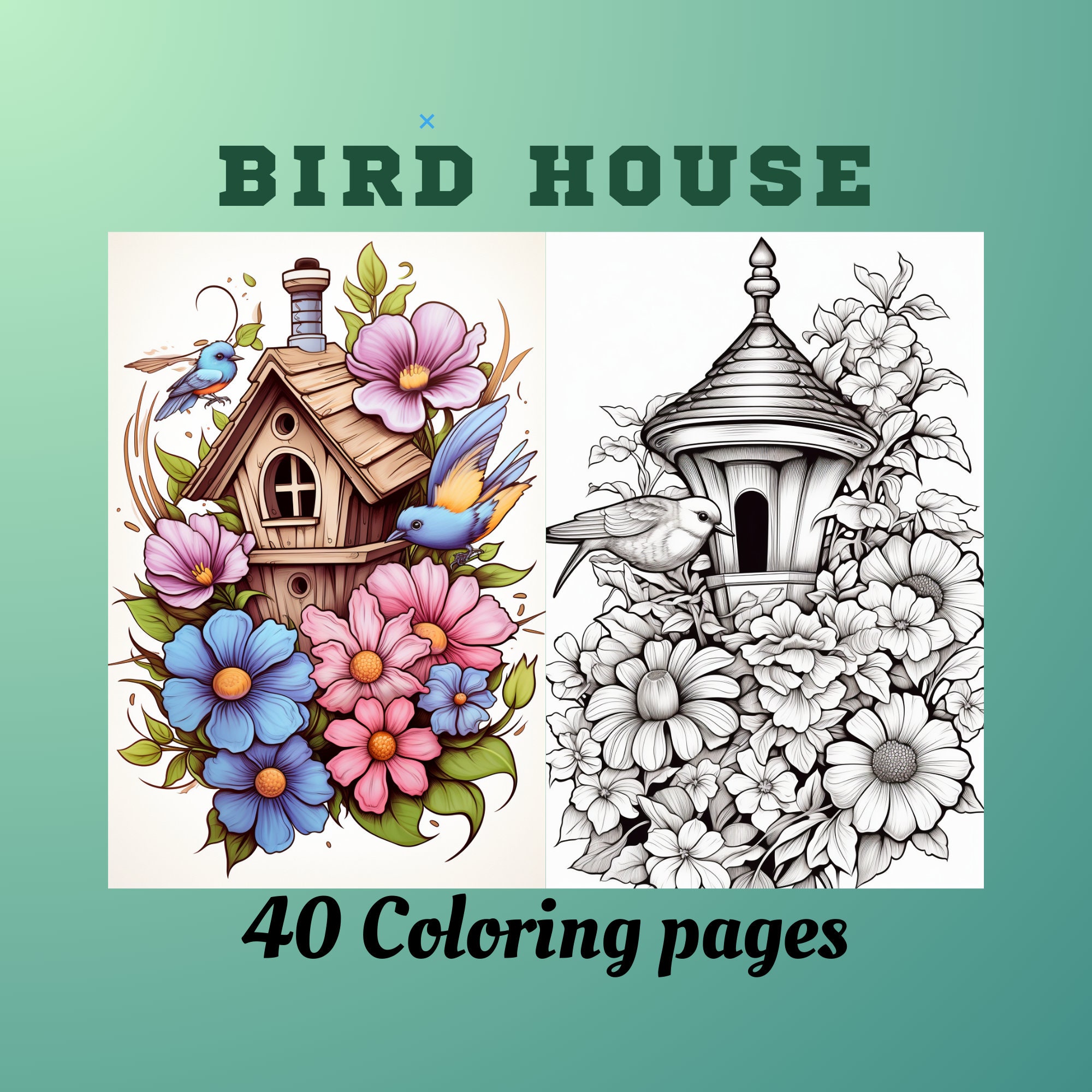 40 Bird House, Coloring Grayscale Pages, Adult Mandala Coloring Pages ...