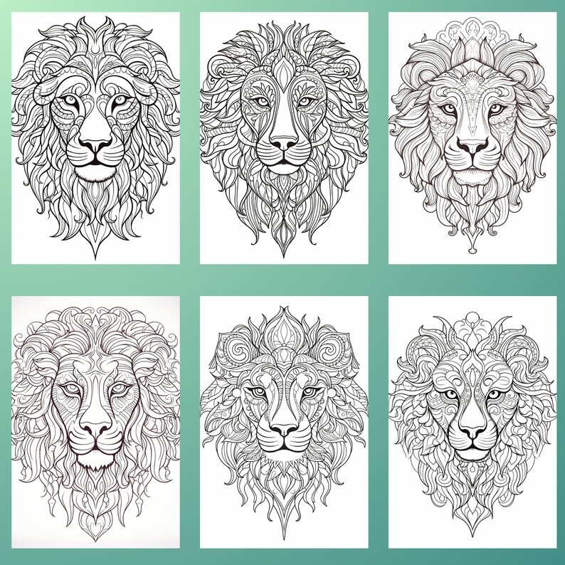 30 Mandala Lion, Coloring Pages, Adult Mandala Coloring Pages, Digital ...