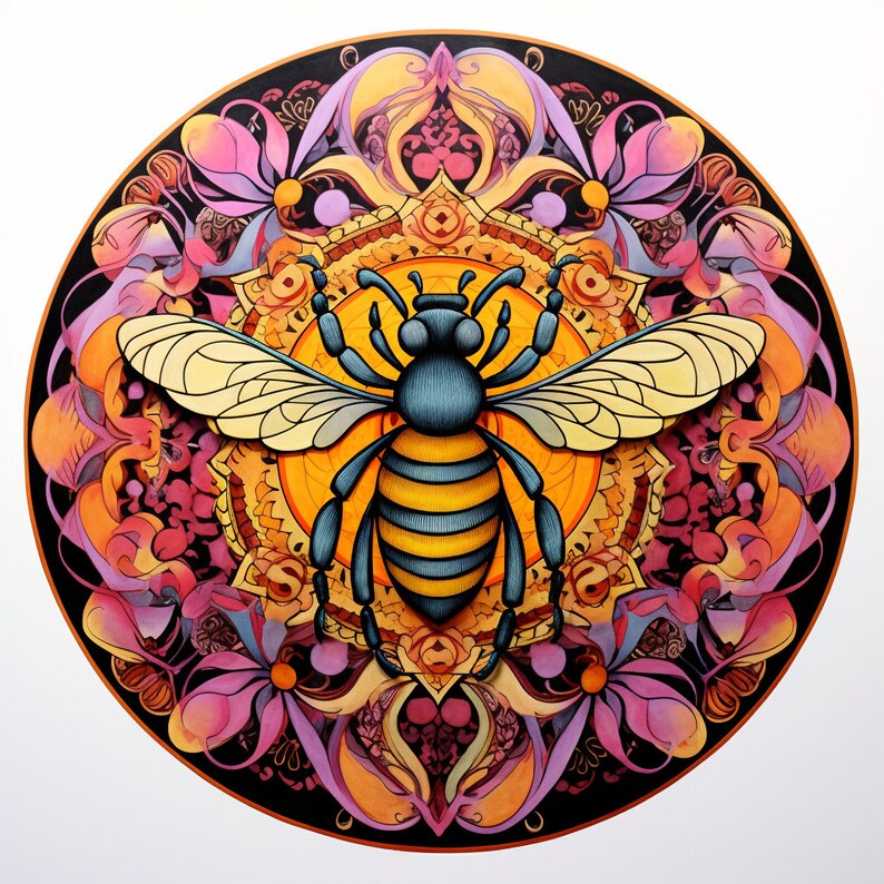 30 Mandala Bumblebee, Coloring Grayscale Pages, Coloring Pages for ...
