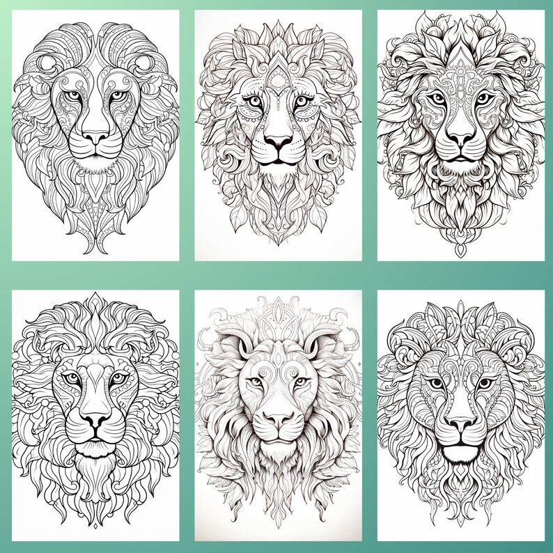 30 Mandala Lion, Coloring Pages, Adult Mandala Coloring Pages, Digital ...