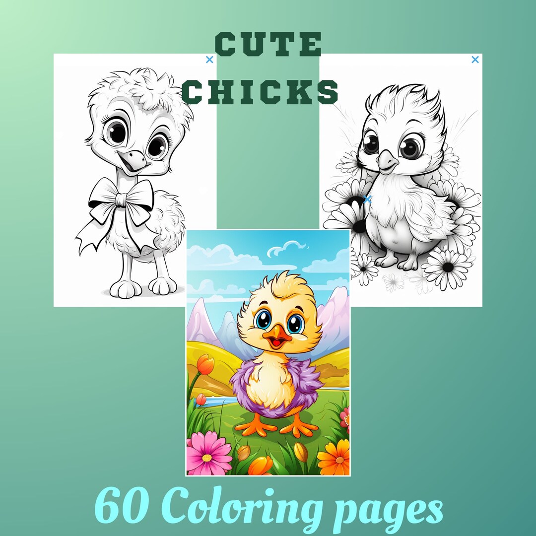 Cute Chicks 60 Coloring Pages, Coloring Pages for Kids, Digital ...
