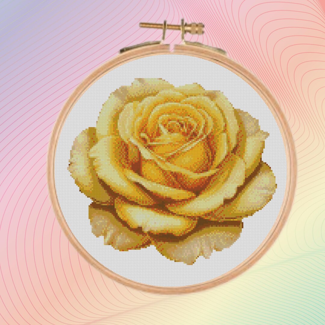 Yellow Rose Cross Stitch Pattern, Modern Floral (PDF Pattern) - Etsy