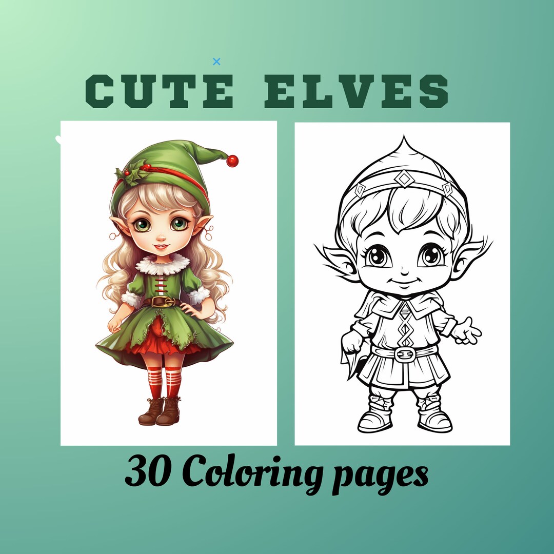 30 Cute Elves, Coloring Pages, Coloring Pages for Adults and Kids ...