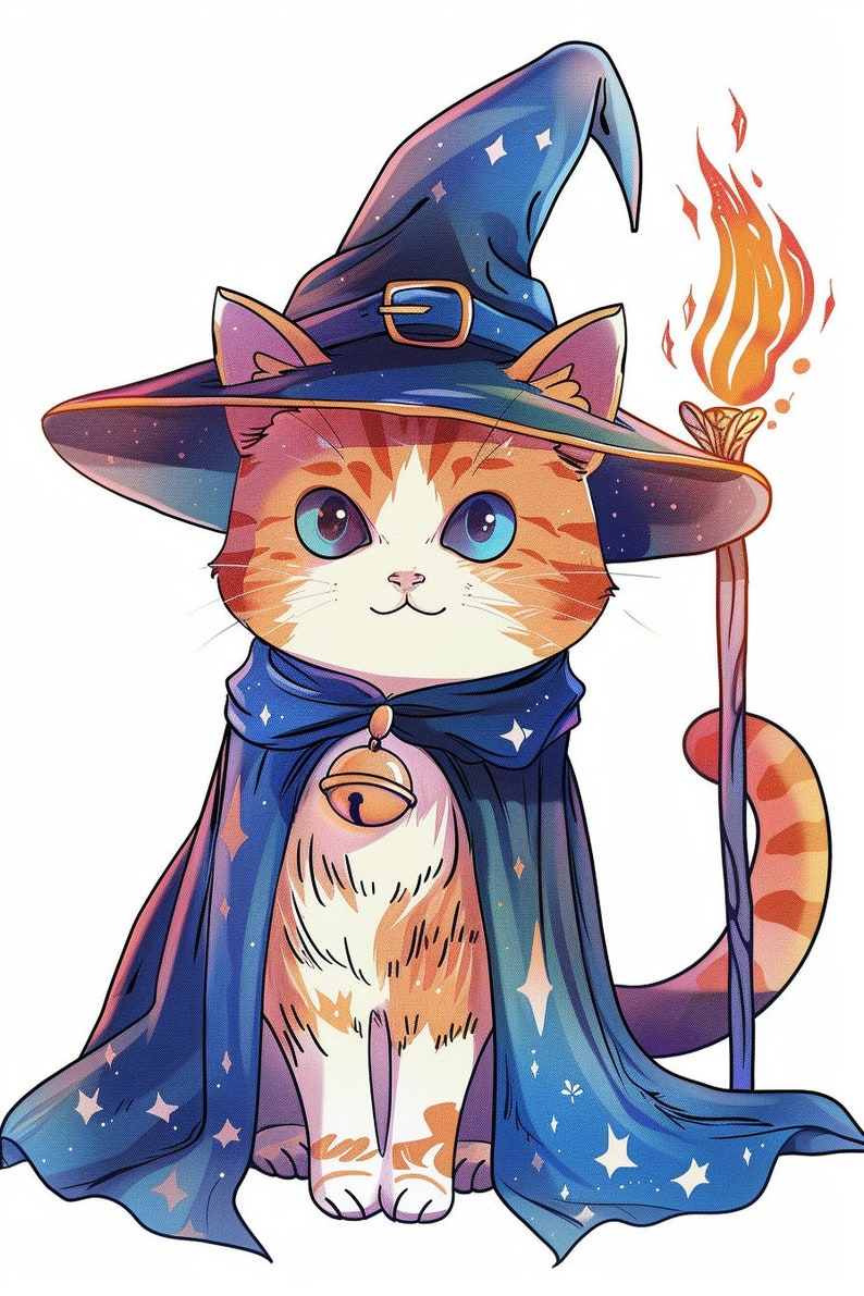 35 Cat Wizard, Coloring Grayscale Pages, Adult and Kids Coloring Pages ...