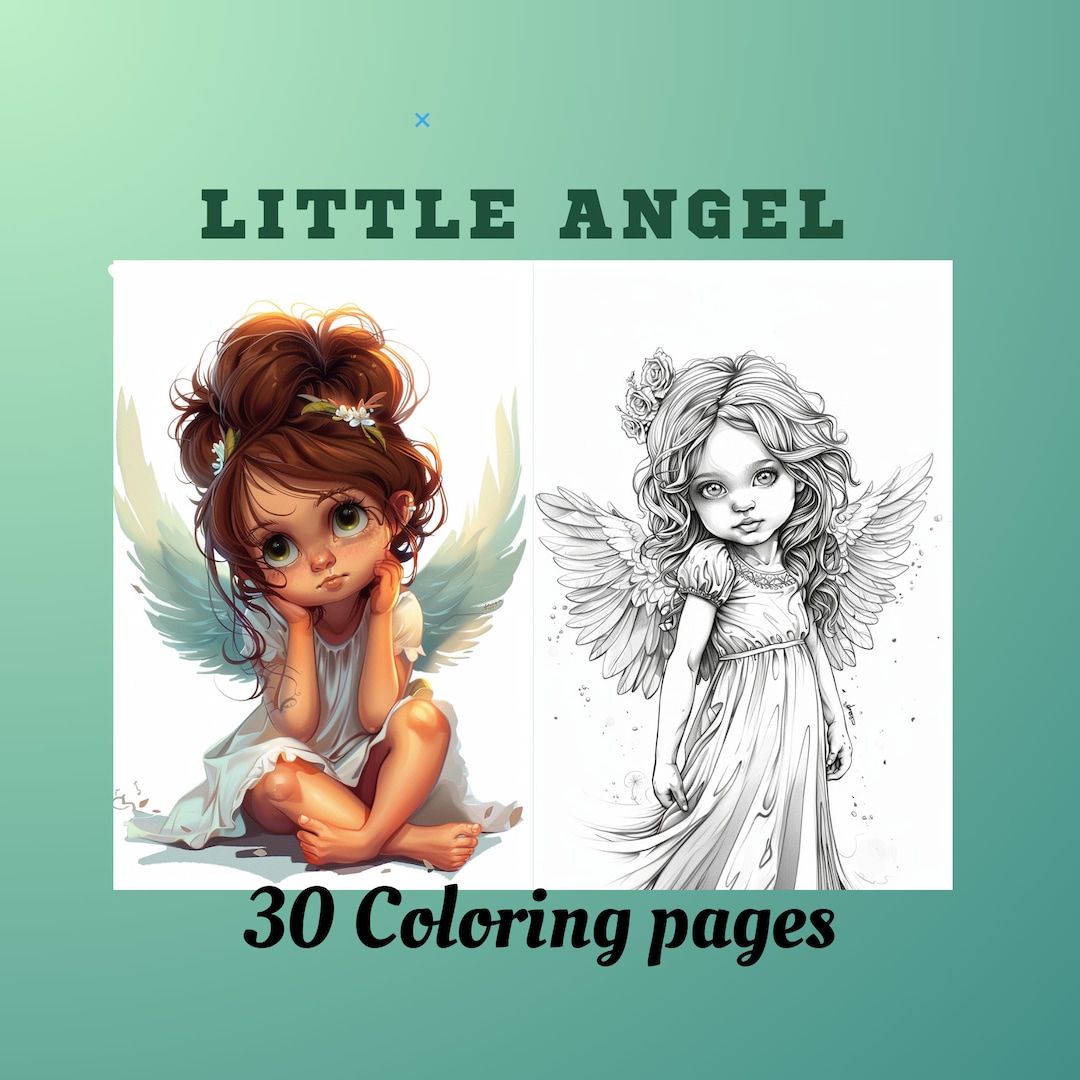 30 Little Angel, Coloring Pages, Adult Coloring Grayscale Pages ...