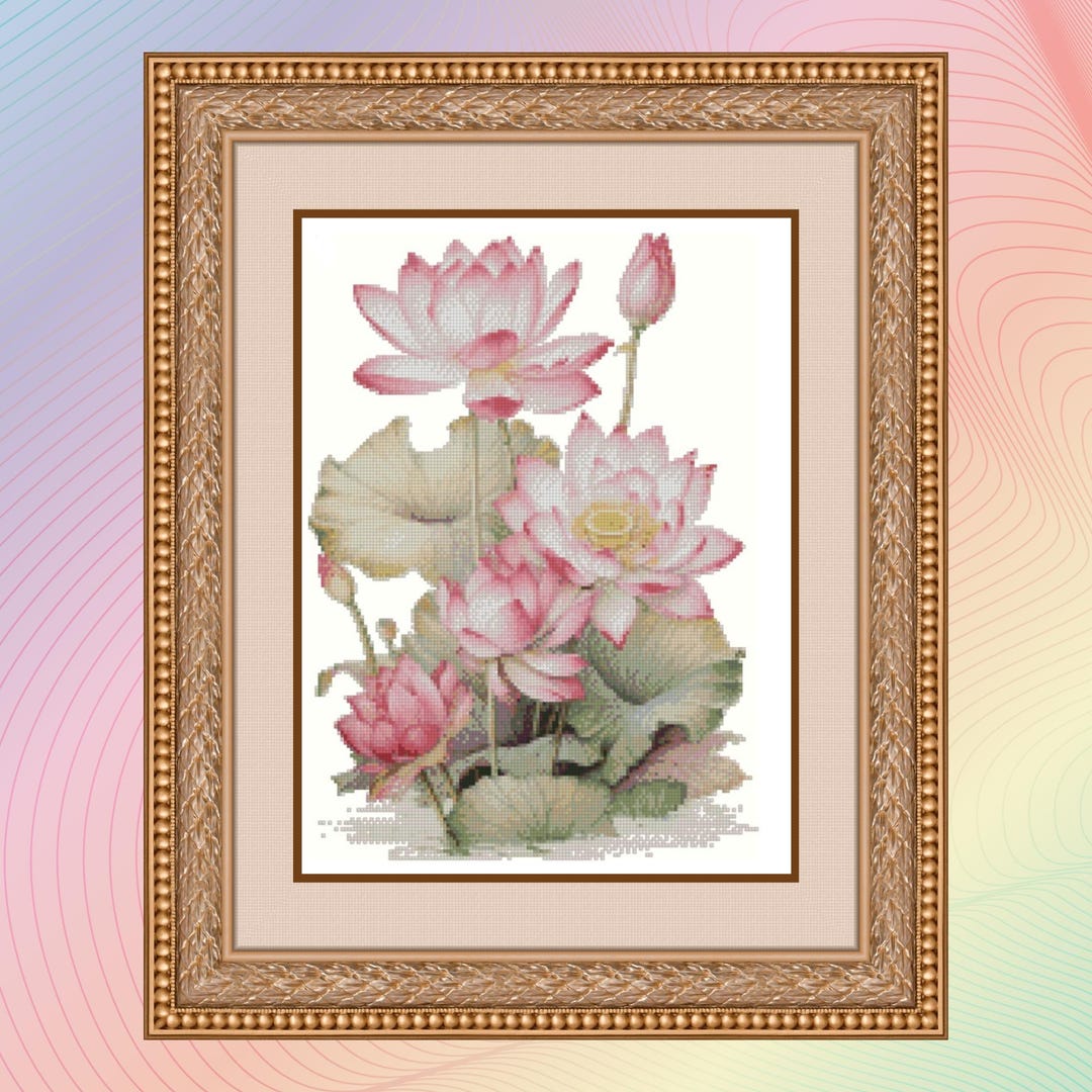 Lotus Cross Stitch Pattern PDF, Cross Stitch Pattern Flowers, Cross ...