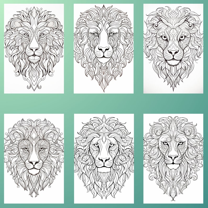 30 Mandala Lion, Coloring Pages, Adult Mandala Coloring Pages, Digital ...