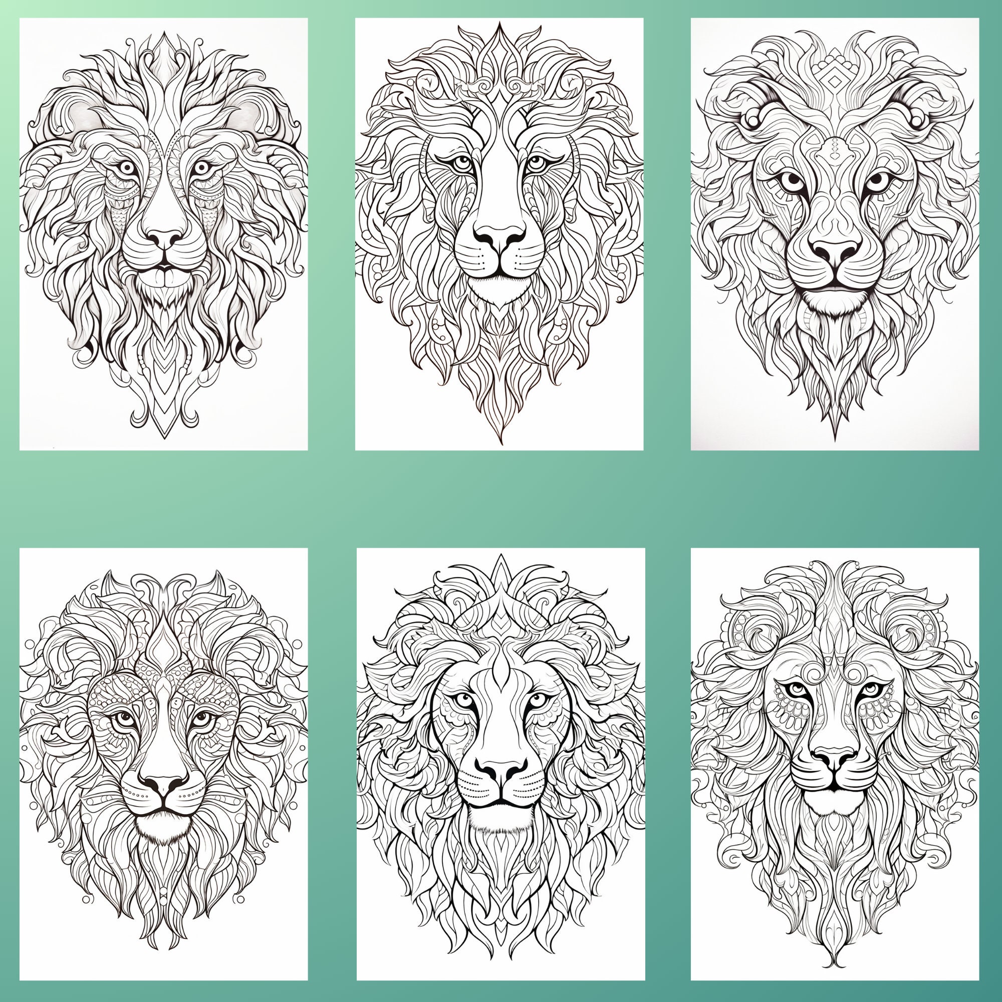 30 Mandala Lion, Coloring Pages, Adult Mandala Coloring Pages, Digital ...