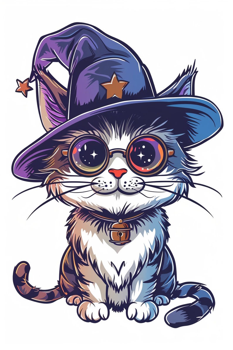 35 Cat Wizard, Coloring Grayscale Pages, Adult and Kids Coloring Pages ...
