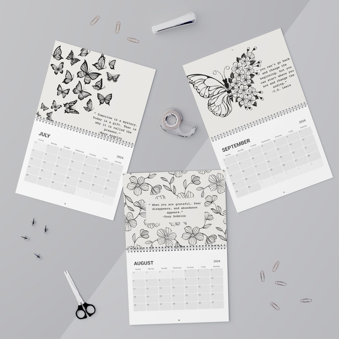 2024 Motivational Quote Calendar!! | Printable| Monthly Planner 2024 ...