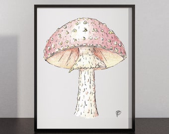 PRINTABLE, Mushroom Print, 8x10, 11x14, Nursery Decor, Original Art ...