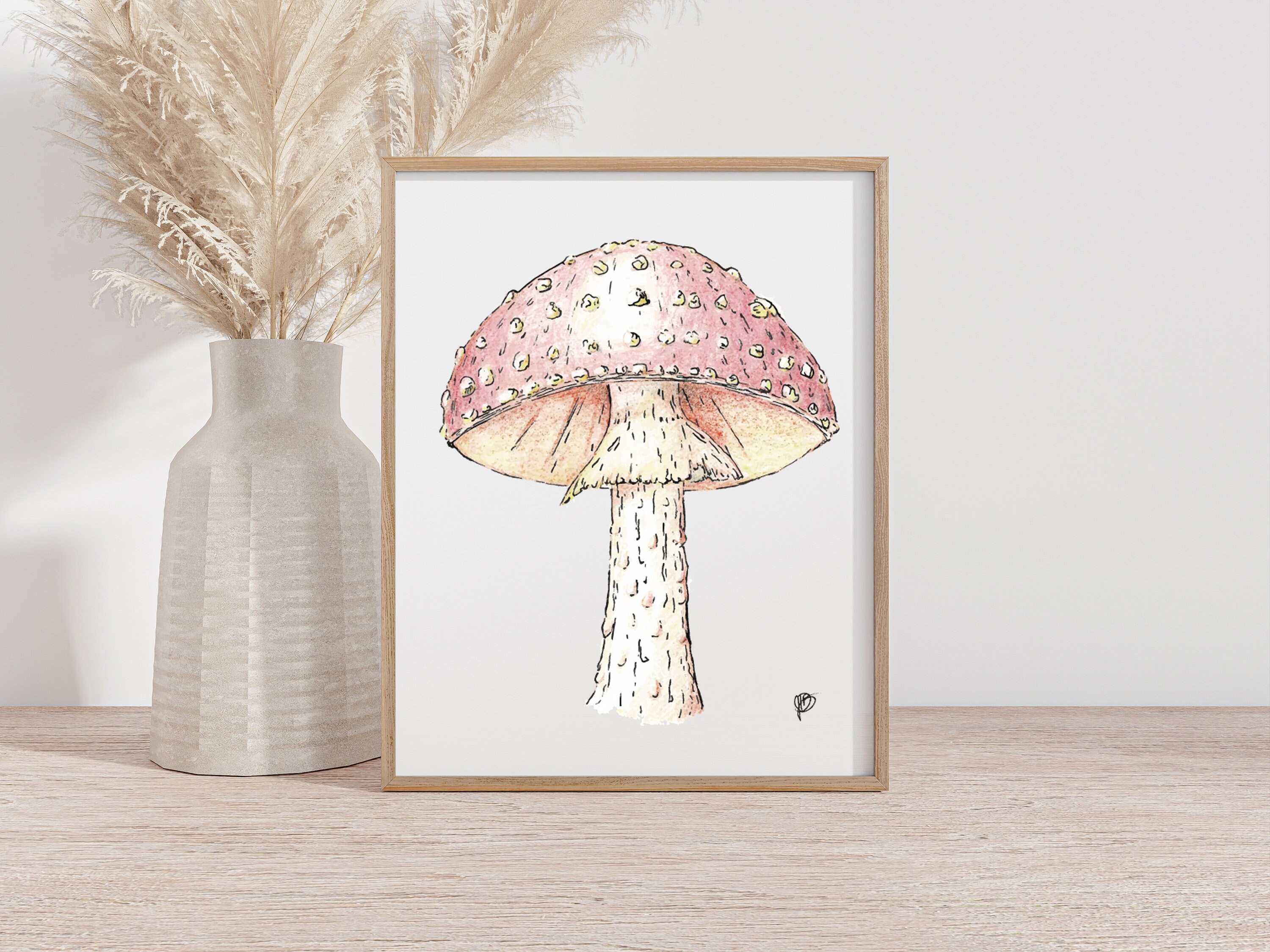 Red Mushroom Print, Original Art Poster, 5x7, 8x10, 11x14 - Etsy