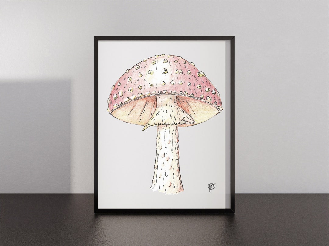 Red Mushroom Print, Original Art Poster, 5x7, 8x10, 11x14 - Etsy