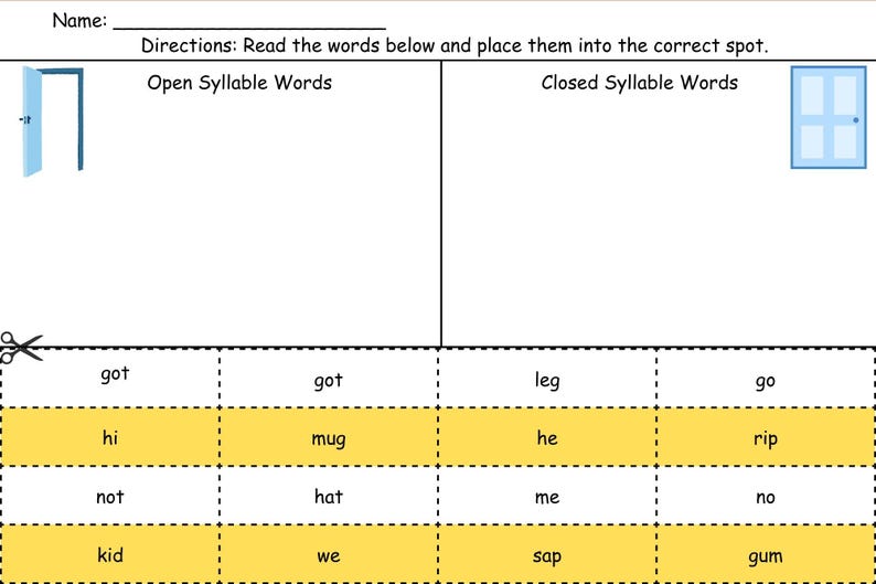 Phonics Rules: Open and Closed Syllables Anchor Charts and Practice ...