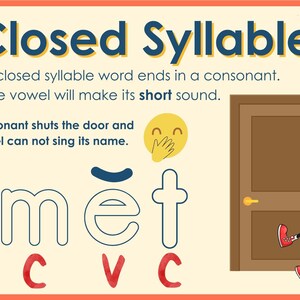 Phonics Rules: Open and Closed Syllables Anchor Charts and Practice ...