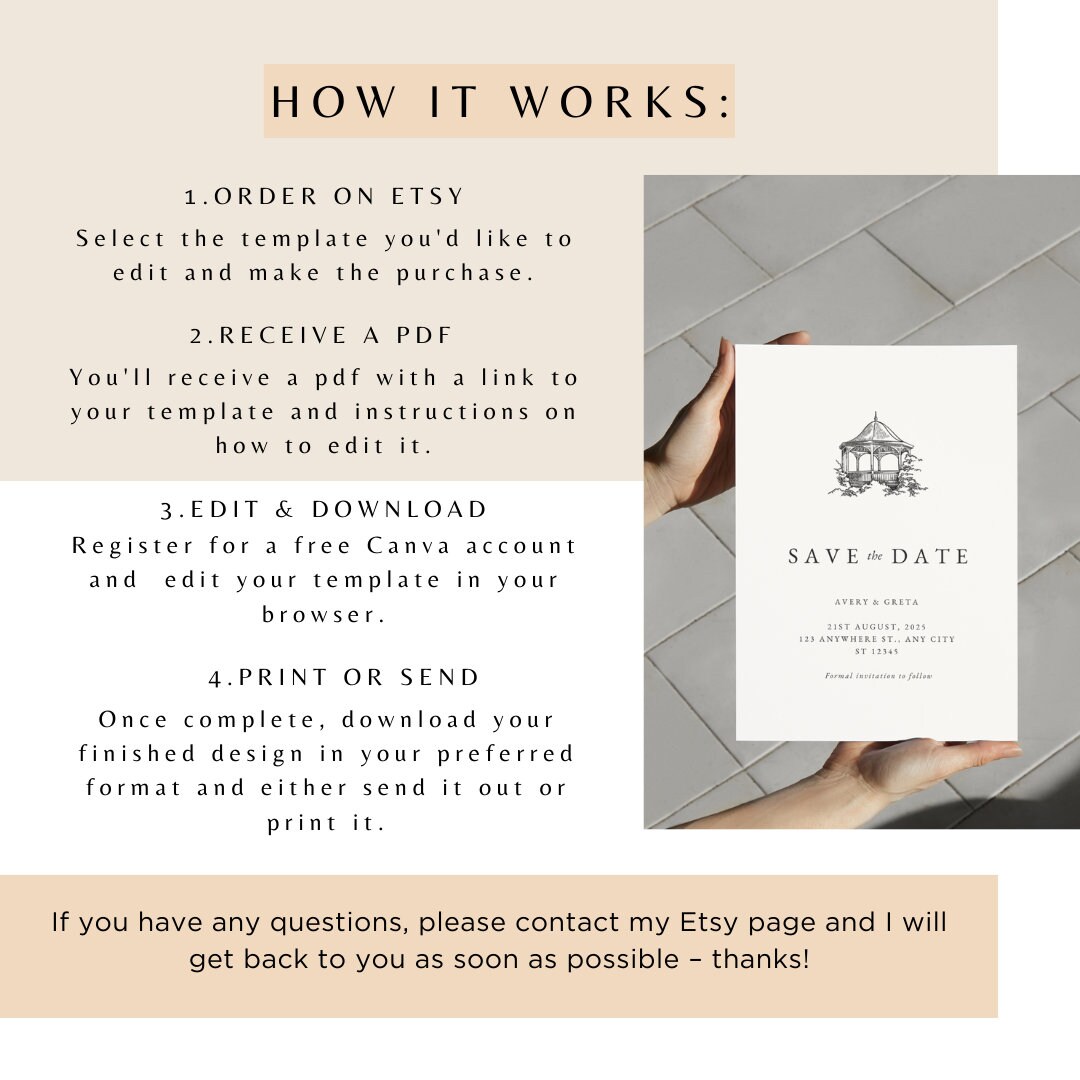 Wedding COMPLETE PACK Invitation Template, Beige Wedding Invite, Clean ...