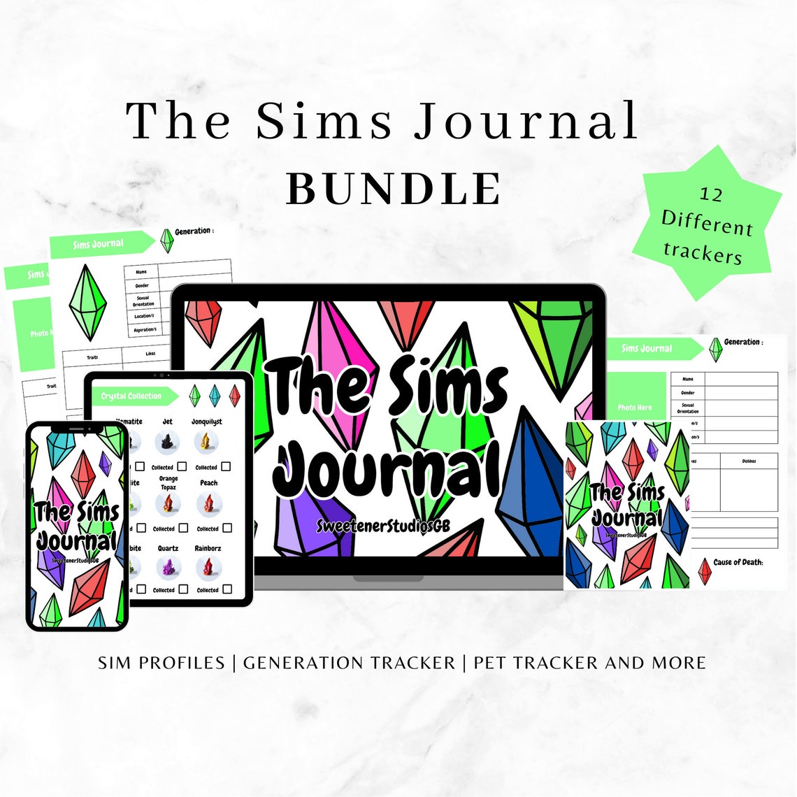 The Sims Journal, Sims Tracker, Planner, Profile, Digital Planner - Etsy